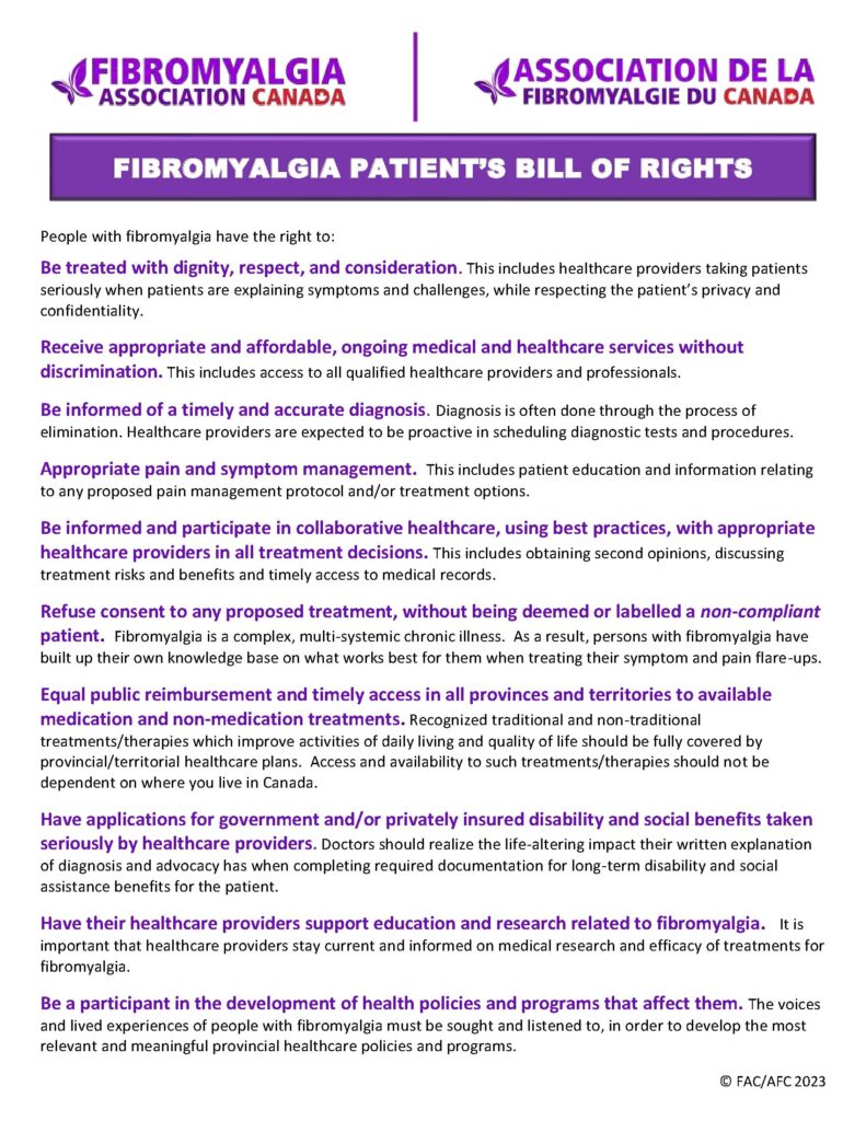 FM Patient's Bill of Rights | Fibromyalgia Association Canada (FAC)